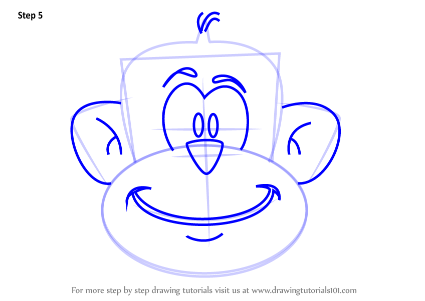 How to Draw a Monkey Head for Kids (Animals for Kids) Step by Step ...