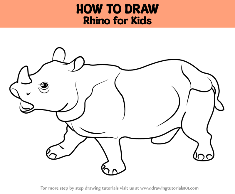 Rhino Drawing For Kids Step By Step