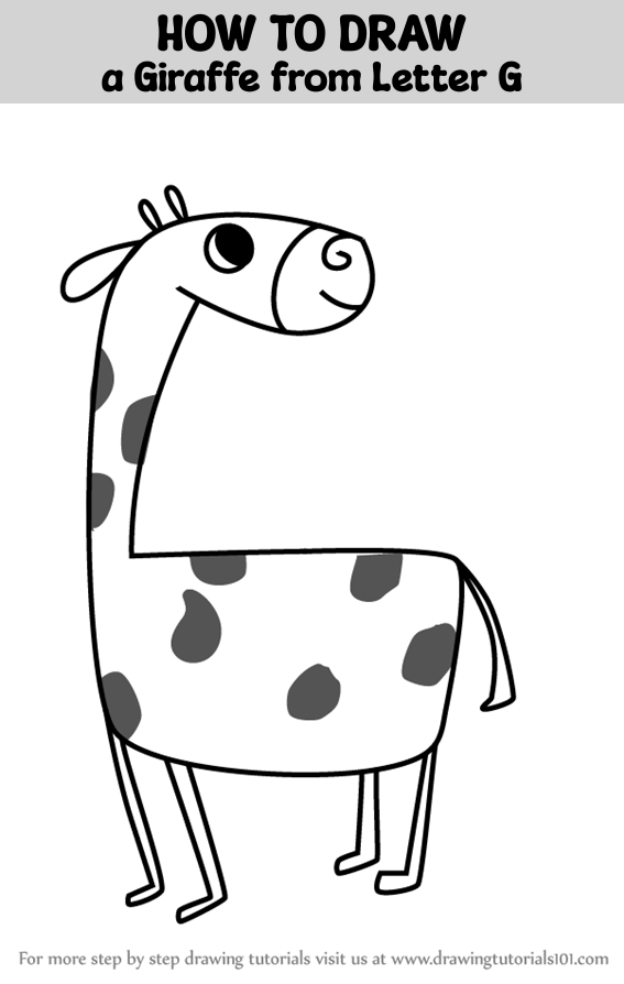 How to Draw a Giraffe from Letter G (Animals with Letters) Step by Step ...