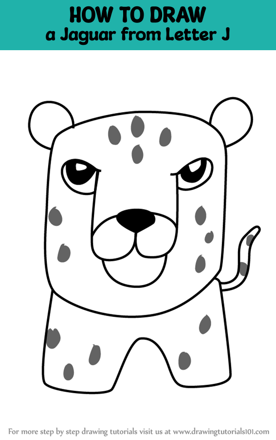 How to Draw a Jaguar from Letter J (Animals with Letters) Step by Step ...