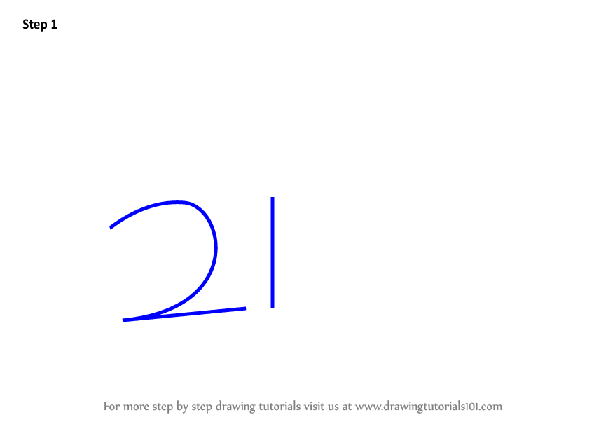 How to Draw a Shark using Number 21 (Animals with Numbers) Step by Step ...