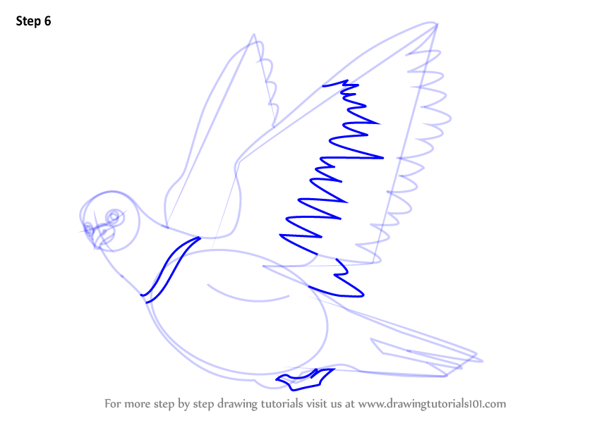 How to Draw Pigeon in Flight (Birds for Kids) Step by Step ...
