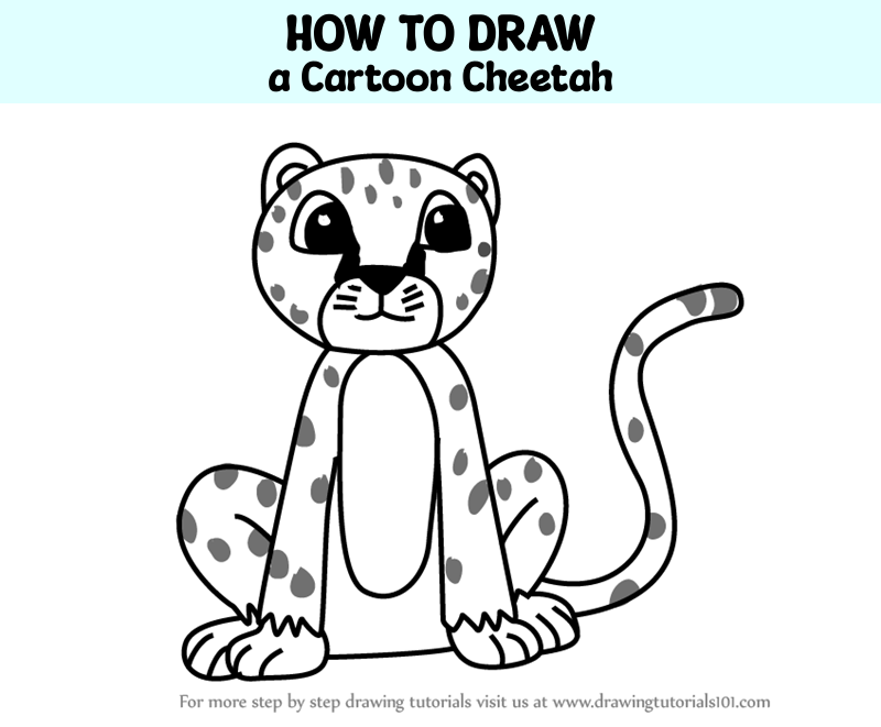 How To Draw A Cartoon Cheetah Printable Step By Step Drawing Sheet