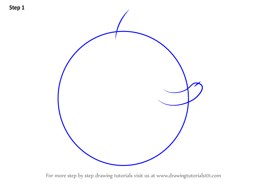 How to Draw an Apple with Worm (Fruits for Kids) Step by Step ...