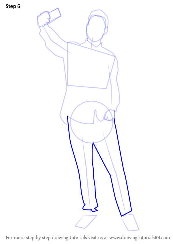 How to Draw a Man Taking Selfie (People for Kids) Step by Step | DrawingTutorials101.com