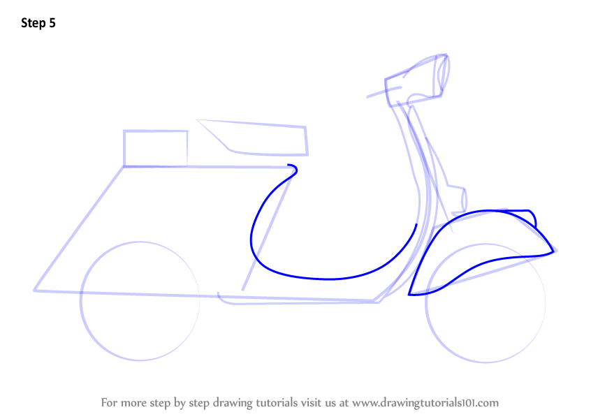 How to Draw Scooter for Kids (Vehicles) Step by Step ...