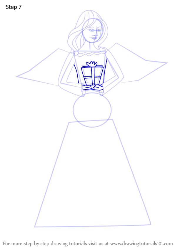 How to Draw Angel with a Gift (Christmas) Step by Step ...