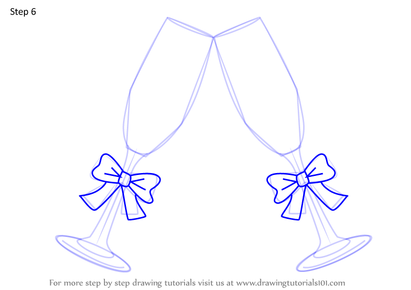 How to Draw Champagne and Glasses (Christmas) Step by Step ...