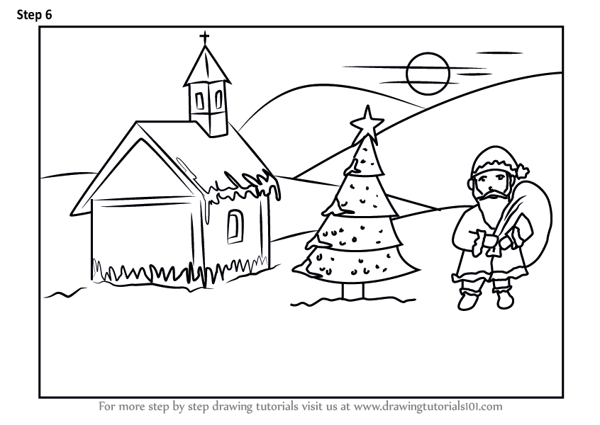 How to Draw Chirstmas Scenery (Christmas) Step by Step ...