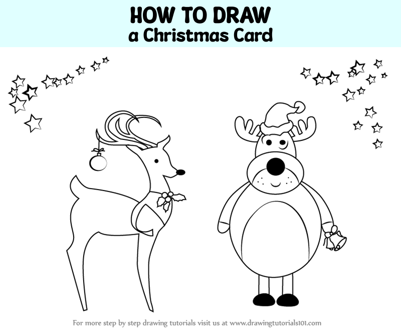 How to Draw a Christmas Card (Christmas) Step by Step ...