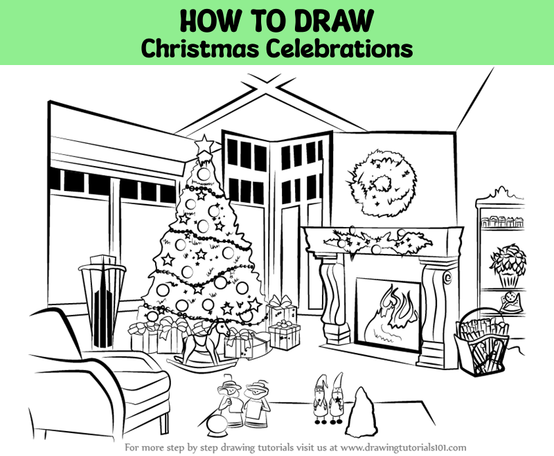 How to Draw Christmas Celebrations (Christmas) Step by Step ...