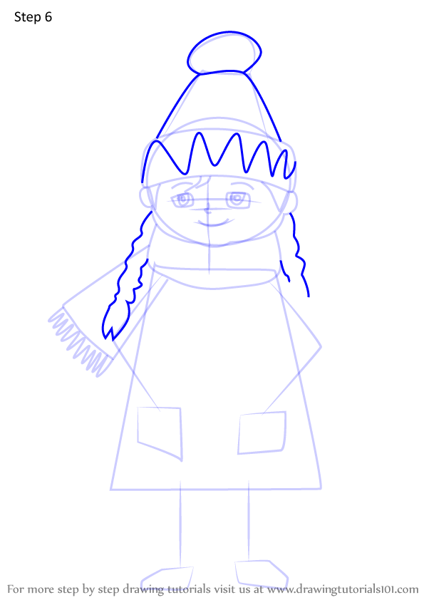 How to Draw Christmas Girl dressed for Winter (Christmas) Step by Step ...