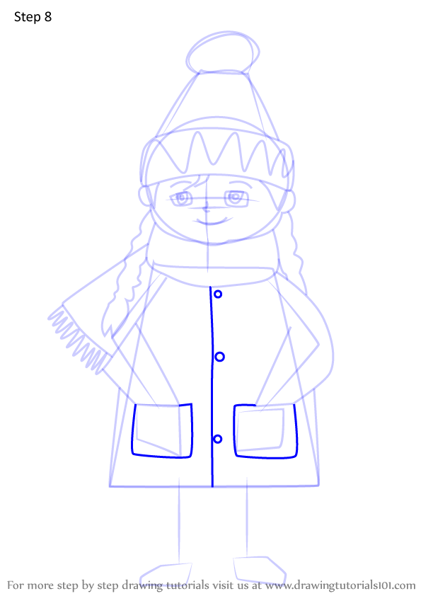 How to Draw Christmas Girl dressed for Winter (Christmas) Step by Step ...