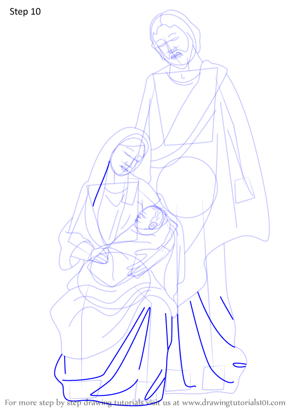 How to Draw Holy Family Nativity Scene (Christmas) Step by Step ...