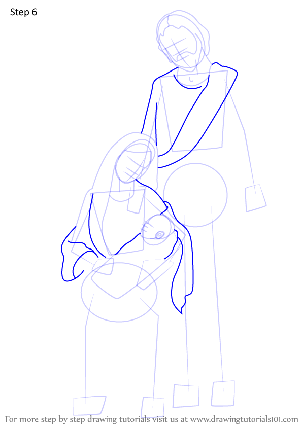 How to Draw Holy Family Nativity Scene (Christmas) Step by Step ...