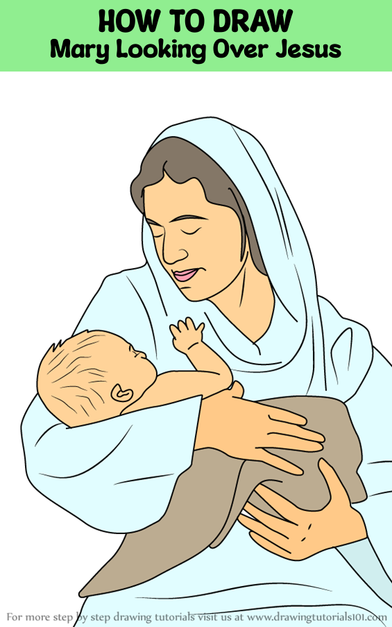 How to Draw Mary Looking Over Jesus (Christmas) Step by Step ...