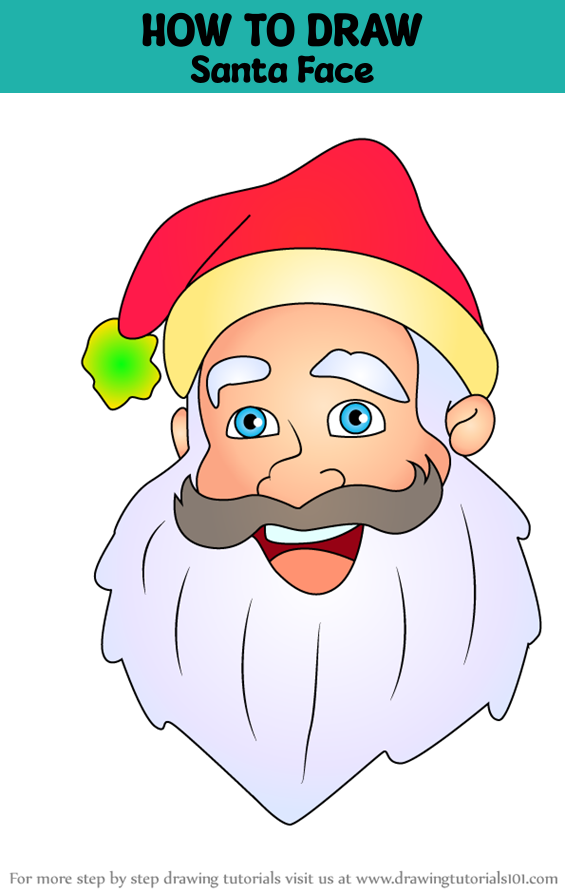 How to Draw Santa Face (Christmas) Step by Step | DrawingTutorials101.com