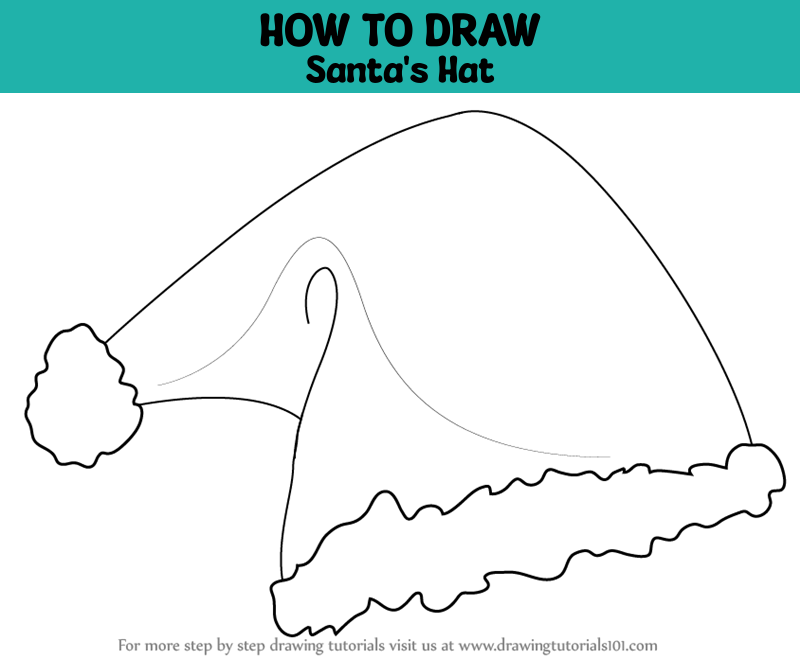 How to Draw Santa's Hat (Christmas) Step by Step | DrawingTutorials101.com