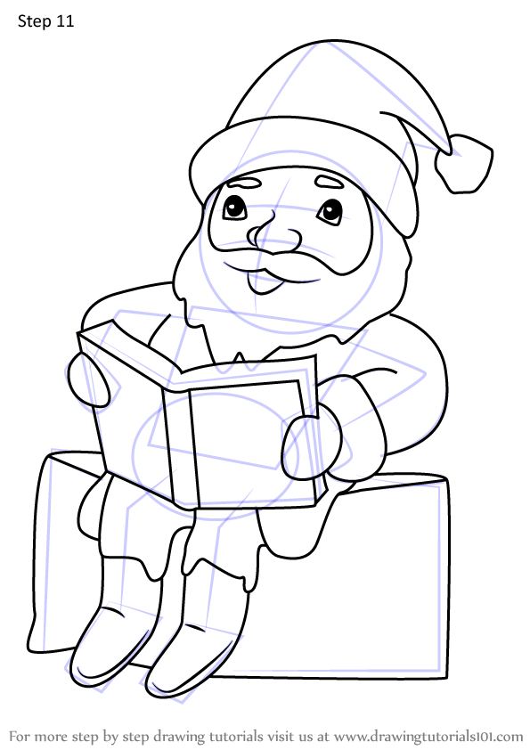How to Draw Santa Reading a Book (Christmas) Step by Step ...