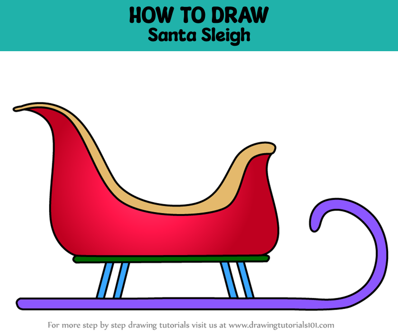 How to Draw Santa Sleigh (Christmas) Step by Step | DrawingTutorials101.com