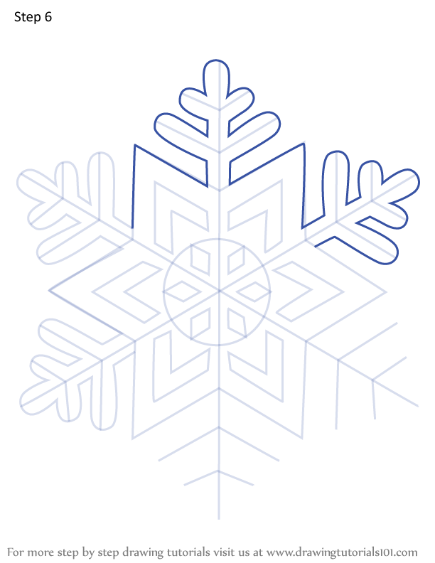 How to Draw Snowflakes (Christmas) Step by Step | DrawingTutorials101.com