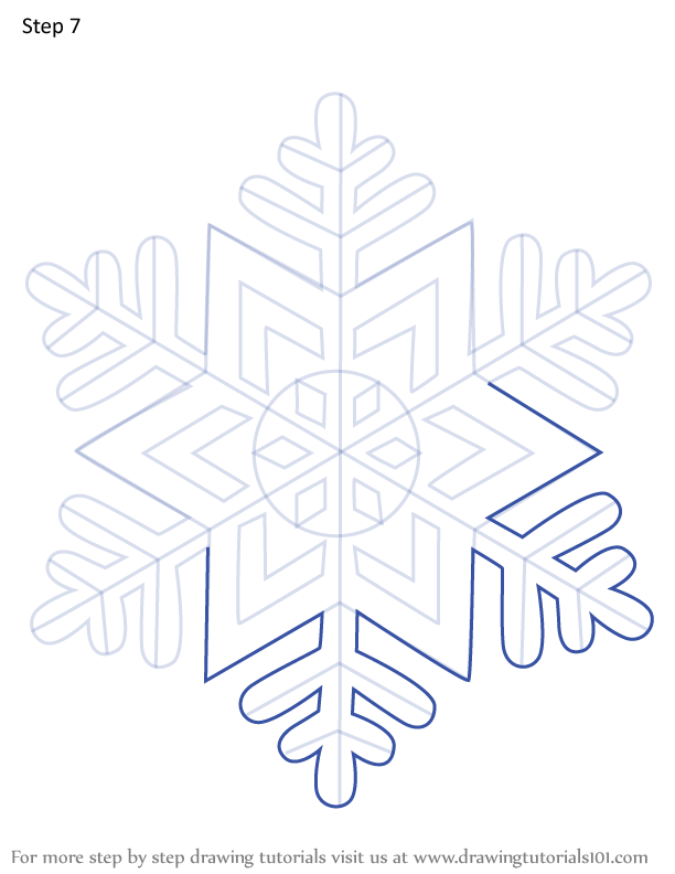 How to Draw Snowflakes (Christmas) Step by Step | DrawingTutorials101.com