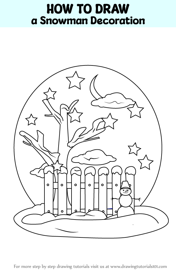 How to Draw a Snowman Decoration (Christmas) Step by Step ...