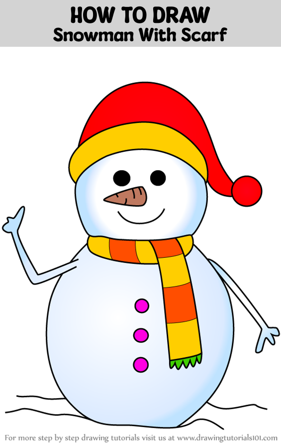 How to Draw Snowman With Scarf (Christmas) Step by Step ...