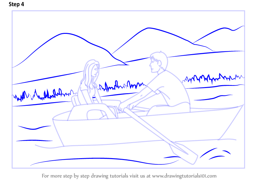 How to Draw Couple on Boat (Valentine's Day) Step by Step ...