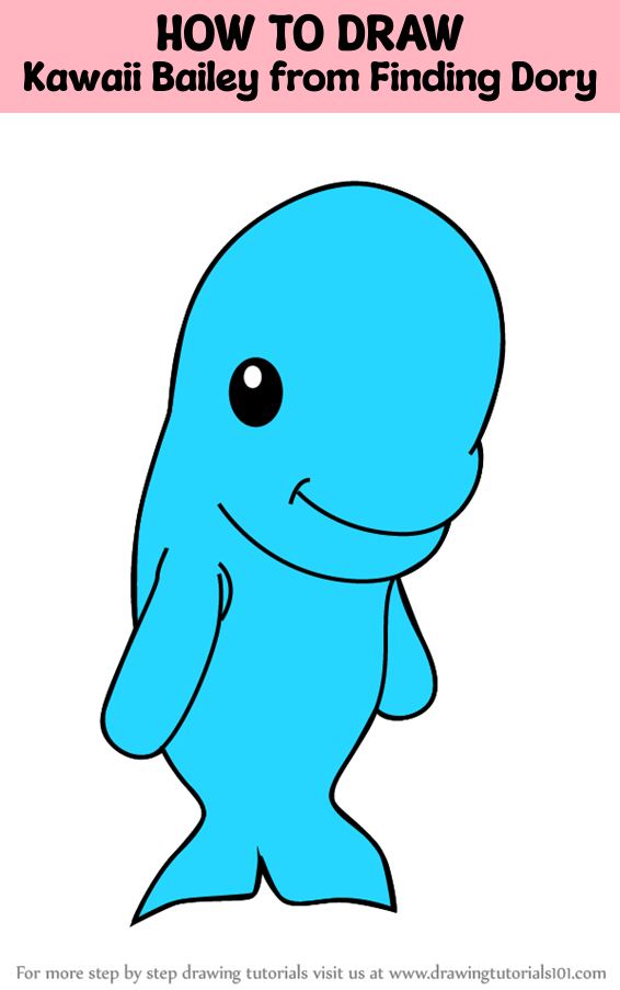 How to Draw Kawaii Bailey from Finding Dory (Kawaii Characters) Step by ...