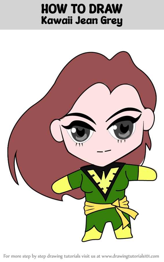 How to Draw Kawaii Jean Grey (Kawaii Characters) Step by Step ...