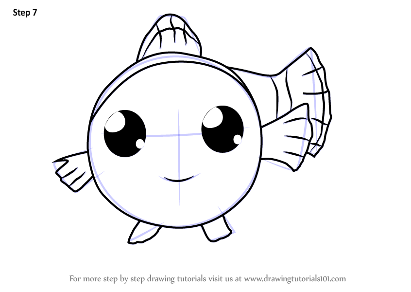 How to Draw Kawaii Nemo from Finding Dory (Kawaii Characters) Step by ...