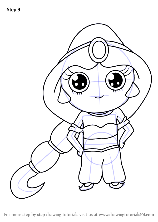 How to Draw Kawaii Princess Jasmine (Kawaii Characters) Step by Step ...