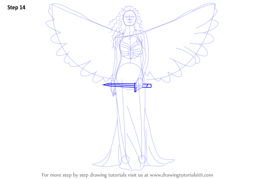 How to Draw an Angel with Sword (Angels) Step by Step | DrawingTutorials101.com