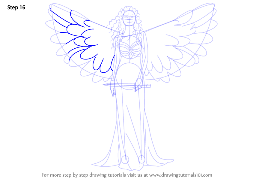 How to Draw an Angel with Sword (Angels) Step by Step | DrawingTutorials101.com