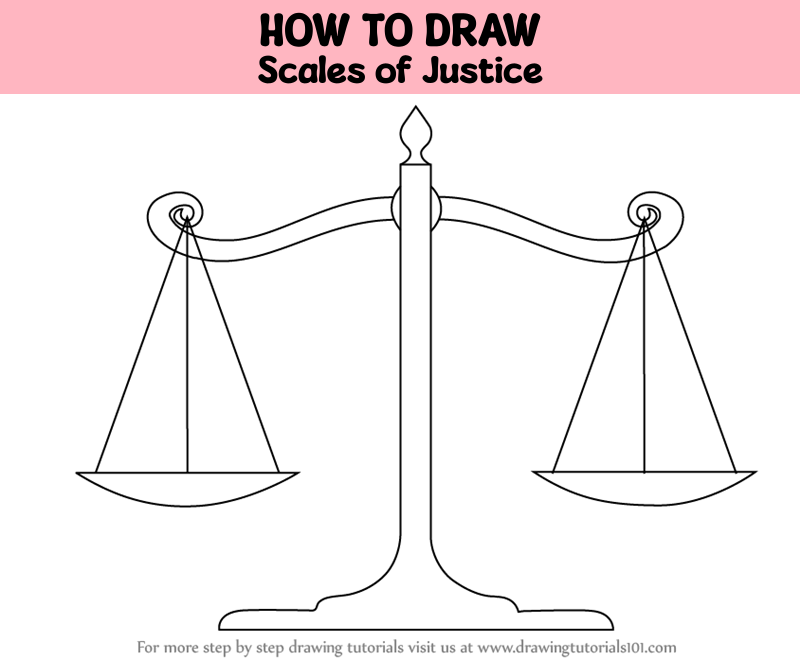 How to Draw Scales of Justice (Everyday Objects) Step by Step ...