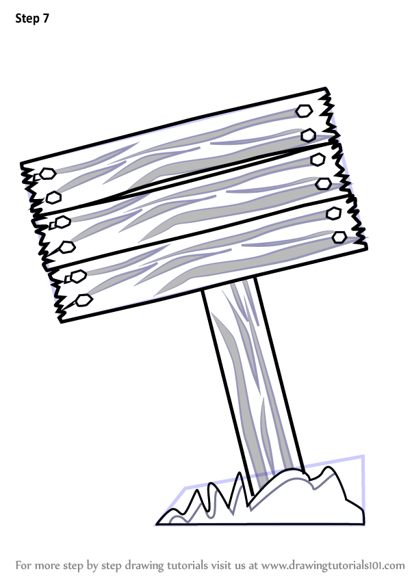 How to Draw a Signpost (Everyday Objects) Step by Step | DrawingTutorials101.com