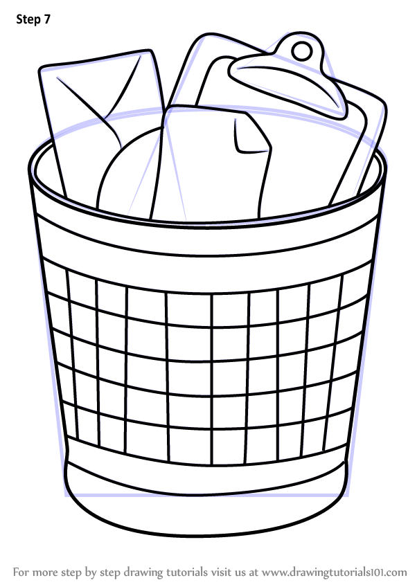 How to Draw Wastebasket (Everyday Objects) Step by Step ...