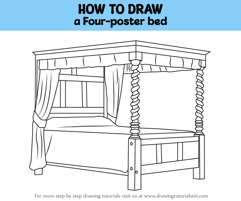 How to Draw a Four-poster bed (Furniture) Step by Step ...