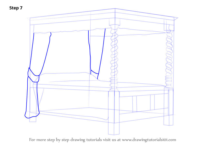 How to Draw a Four-poster bed (Furniture) Step by Step ...