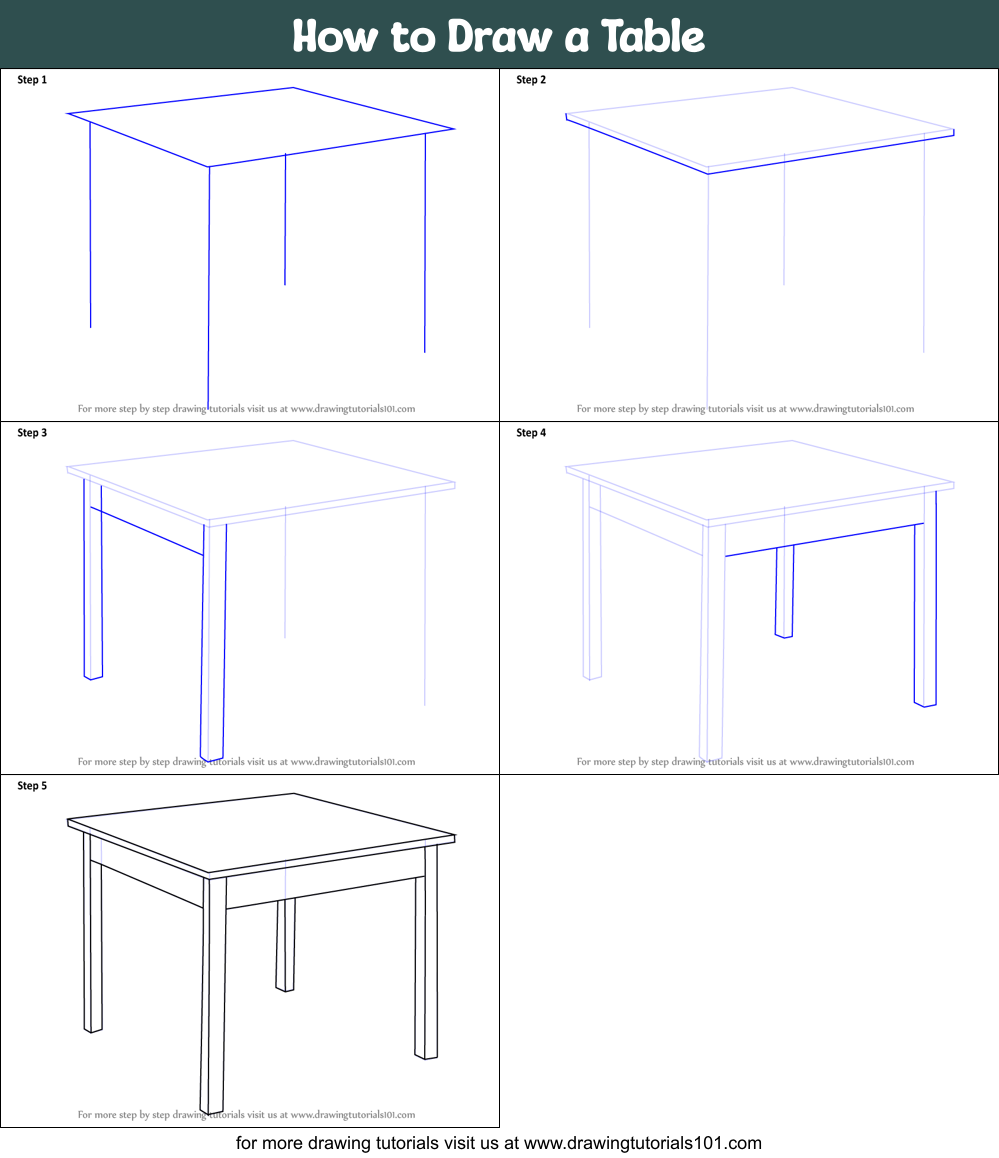How To Draw A Table Printable Step By Step Drawing Sheet How To Draw A Table Printable Step By Step Drawing Sheet
