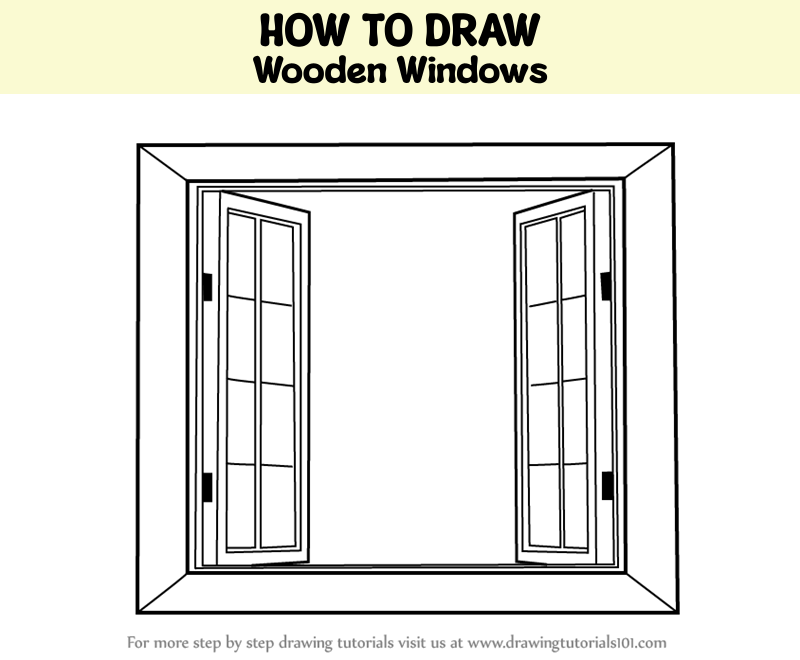 How to Draw Wooden Windows (Furniture) Step by Step ...