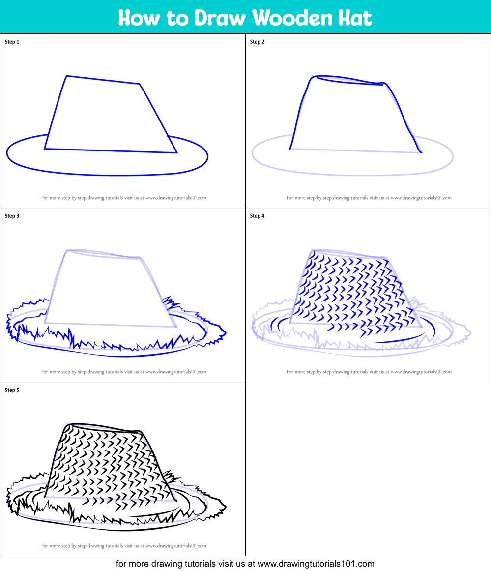 How to Draw Wooden Hat (Hats) Step by Step | DrawingTutorials101.com