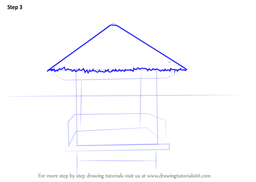 How to Draw a Beach Hut (Houses) Step by Step | DrawingTutorials101.com
