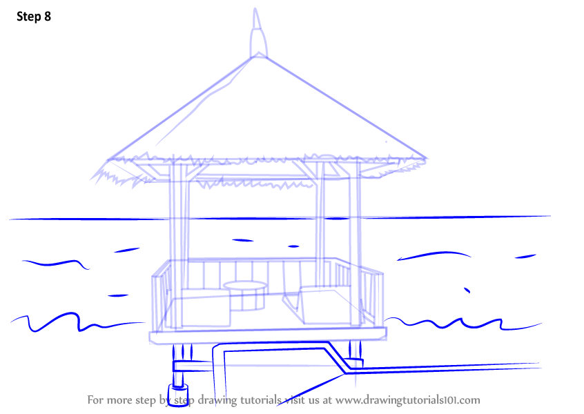 How to Draw a Beach Hut (Houses) Step by Step | DrawingTutorials101.com