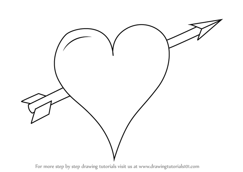Step By Step How To Draw Heart With Arrow DrawingTutorials101 Step By Step How To Draw Heart With Arrow DrawingTutorials101