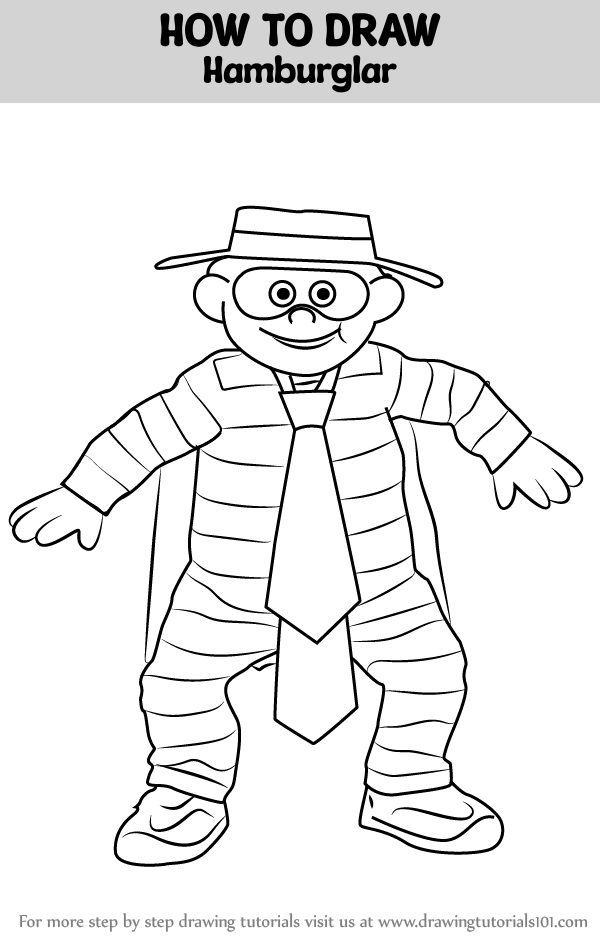 How to Draw Hamburglar (Mascots) Step by Step | DrawingTutorials101.com
