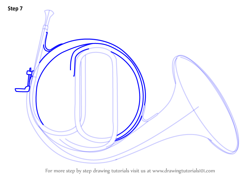 How to Draw a French Horn (Musical Instruments) Step by Step ...