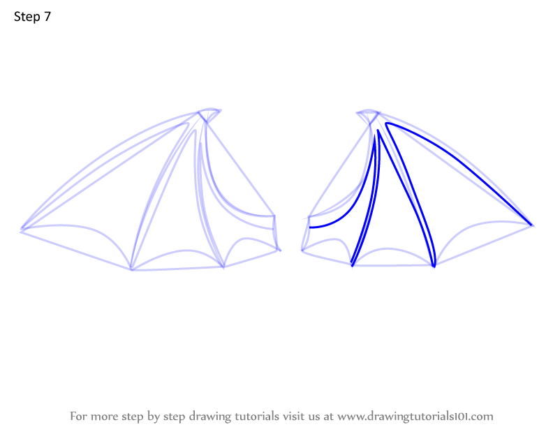How to Draw Demon Wings (Tattoos) Step by Step | DrawingTutorials101.com