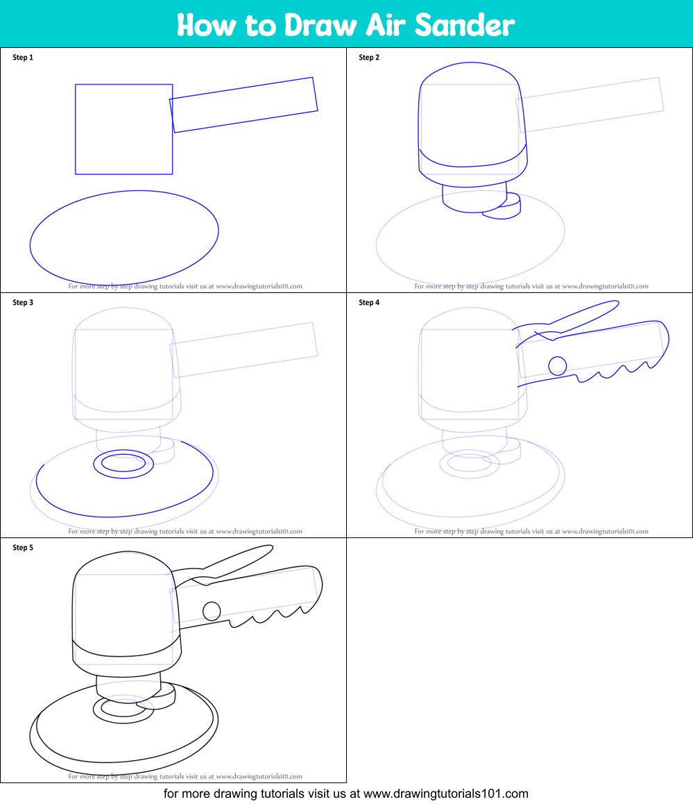 How to Draw Air Sander (Tools) Step by Step | DrawingTutorials101.com
